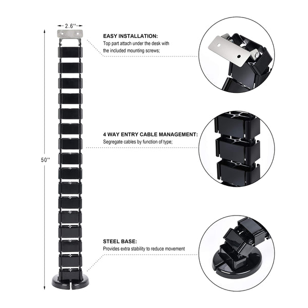 Vwindesk Vertebrae Cable Management Spine Kit | Height Adjustable Desk ...